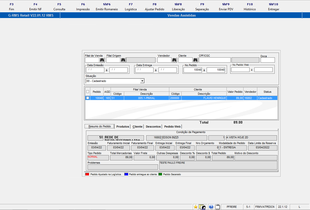 RMS - VEN - API VEN V2 – Central de Atendimento TOTVS