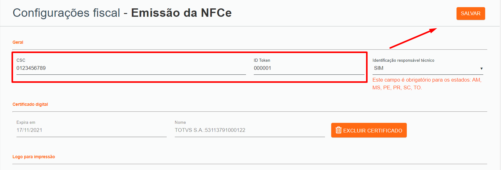 ELEVE - CONFIG - Como cadastrar CSC e ID Token na Área de Gestão Eleve ...