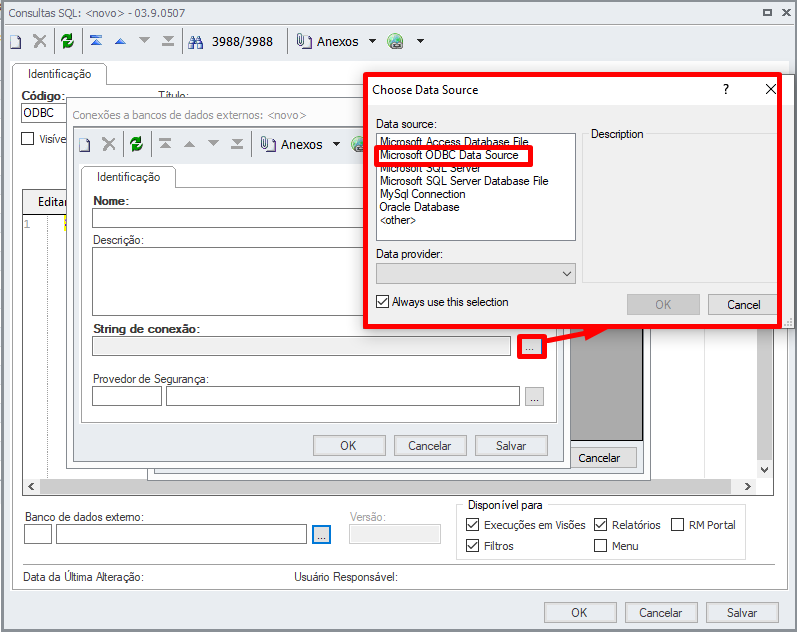 Cross Segmentos - Backoffice RM - BI - Conexão Banco de dados externo ...