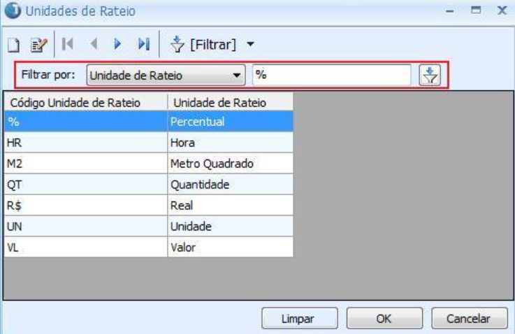 RM - SAU - Cadastro Critérios de Rateio – Central de Atendimento TOTVS