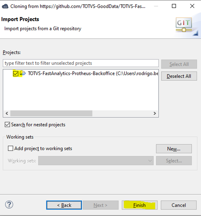 GoodData - Fast Analytics - Como configurar o GitHub no CloudConnect – Central de Atendimento TOTVS