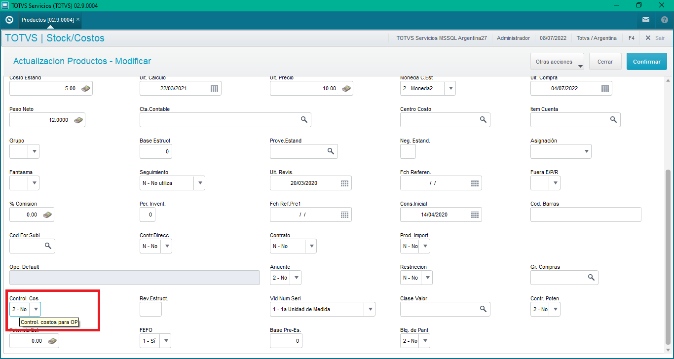 Cross Segmentos - TOTVS BackOffice (Línea Protheus) - MI - Stock y Costos (SIGAEST) - Cual es la ...