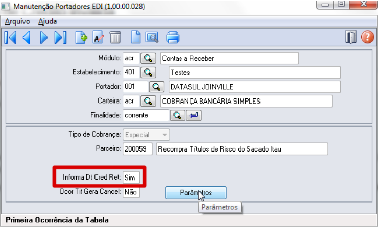 Cross Segmentos - Linha Datasul - ACR - Cobrança Escritural - Data de ...