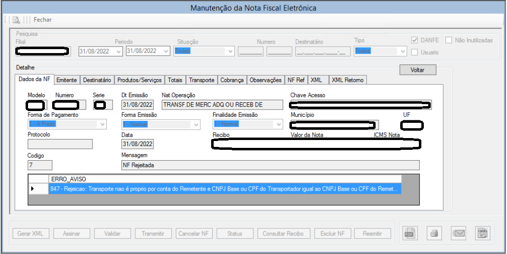 RMS - LOG- Rejeição 847 faturamento NF pela logística – Central de ...