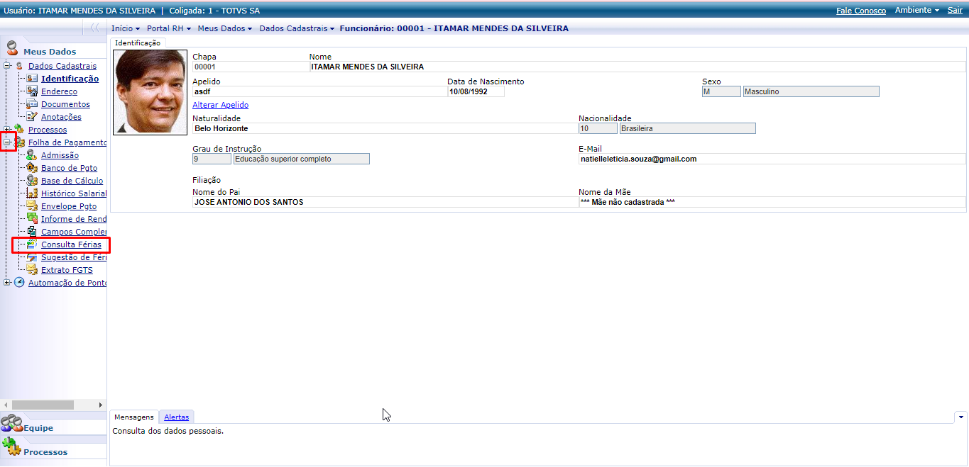 RH - RM - FOP - RM Portal - Consulta Férias – Central de Atendimento TOTVS