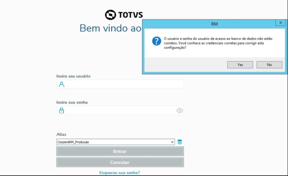 Framework - Linha RM - Frame - Login failed for user rm – Central de Atendimento TOTVS