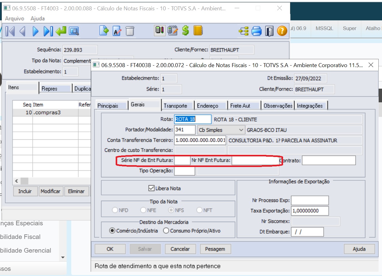 Cross Segmentos - Linha Datasul - MFT - Erro 5188 - Nota Fiscal de ...