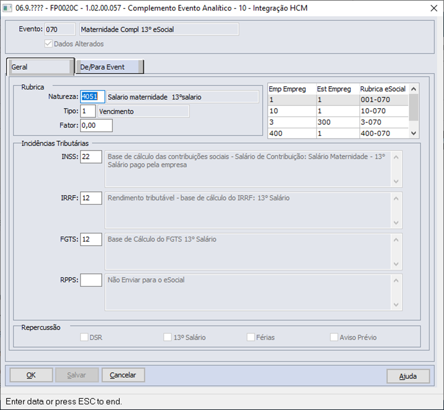 RH - Linha Datasul - eSocial - Parametrização do evento de licença ...