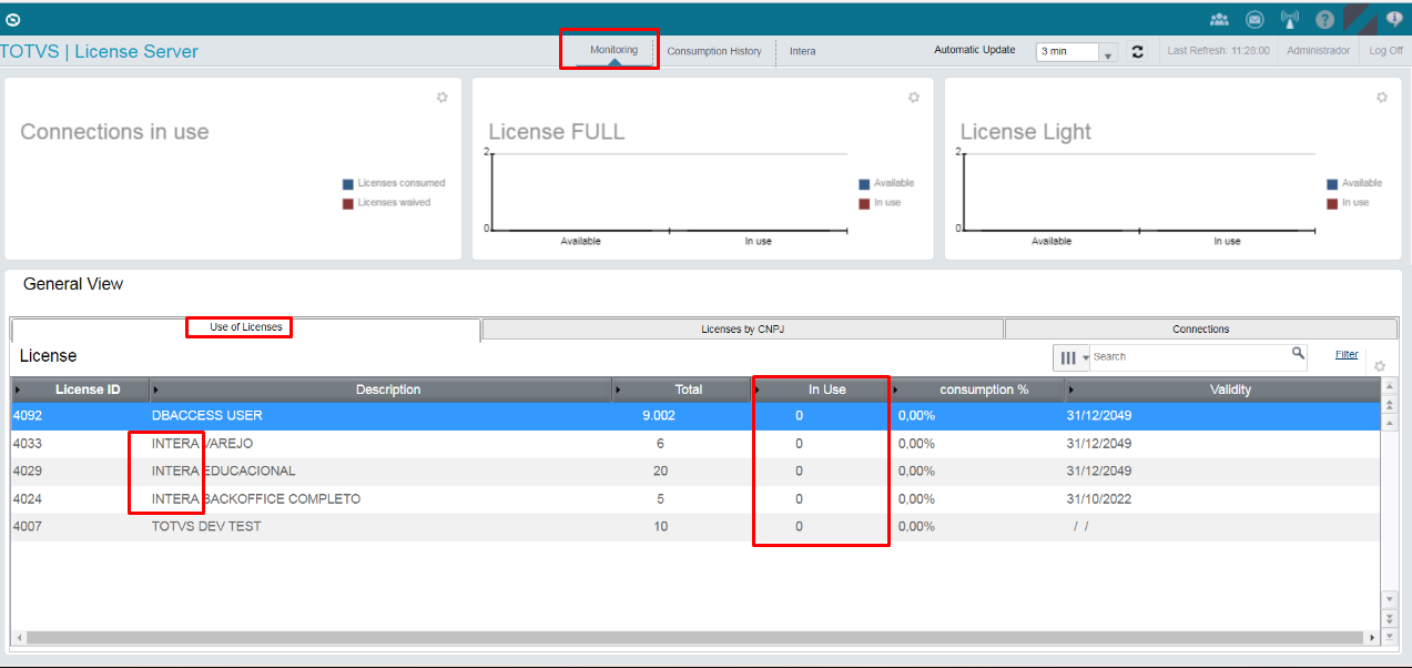 Framework - Linha RM - Frame - Consumo de licenças INTERA – Central de ...