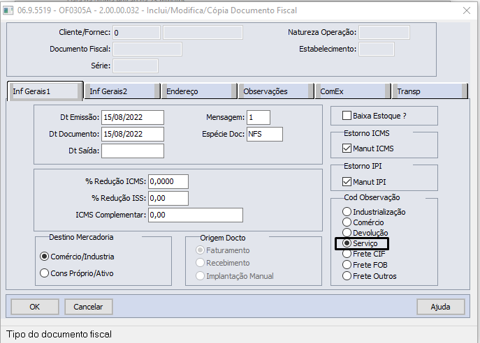 Cross Segmentos - Linha Datasul - MOF - Processo manutenção documento ...