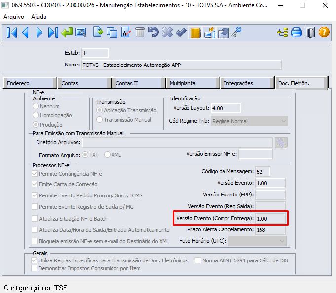 Cross Segmentos - Linha Datasul - NFE - Evento Comprovante de Entrega ...