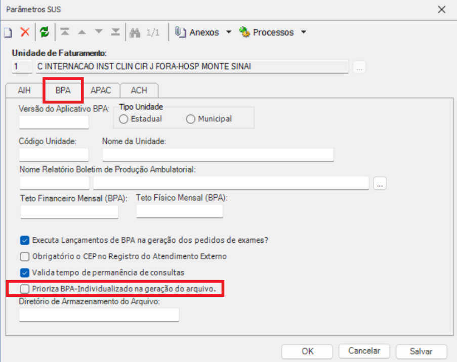 RM - SAU - Geração de BPA Individualizada – Central de Atendimento TOTVS