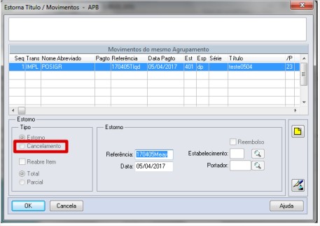 Cross Segmentos - Linha Datasul - APB - Quando não é possível cancelar ...